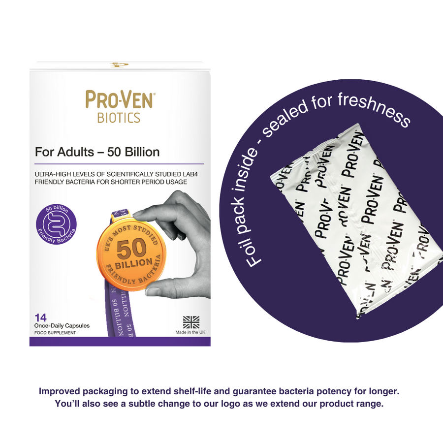 Gut support with 50 Billion ProVen Biotics - the gut-friendly bacteria